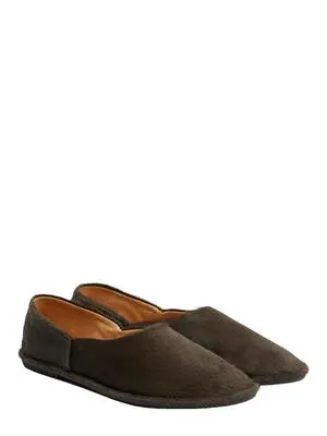THE ROW Canal Calf Hair Slip-on Shoes - Brown