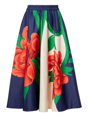 La DoubleJ La DoubleJ Ballerina Floral Cotton Midi Skirt Multicoloured