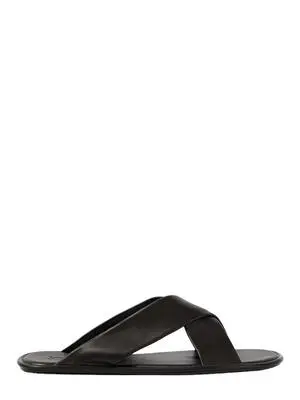 Saint Laurent Carlyle Leather Sandals - Brown