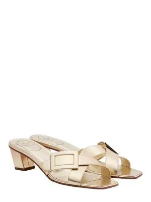 ROGER VIVIER Metallic Leather Sandals - Gold
