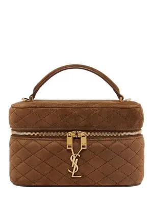 Saint Laurent Gaby Mini Quilted Vanity Bag - Brown