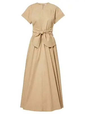 PATOU Gathered Cotton Midi Dress - Beige