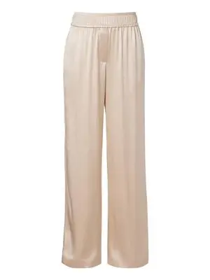 Brunello Cucinelli Silk-blend Wide-leg Pants - Beige