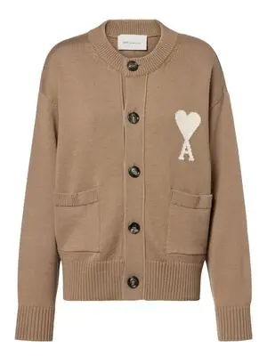 Ami De Cœur Wool And Cotton Cardigan - Beige