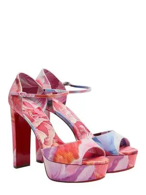 CHRISTIAN LOUBOUTIN Sandaloo 130 Floral Platform Sandals - Multicoloured