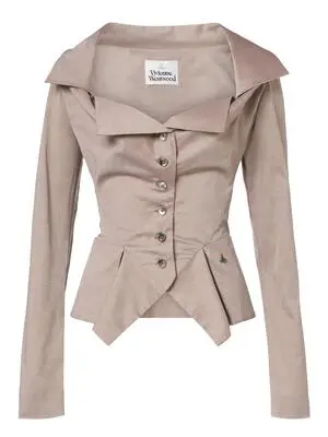 VIVIENNE WESTWOOD Monday Peplum Cotton Poplin Shirt - Brown