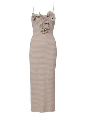 Magda Butrym Floral-appliqué Midi Dress - Beige