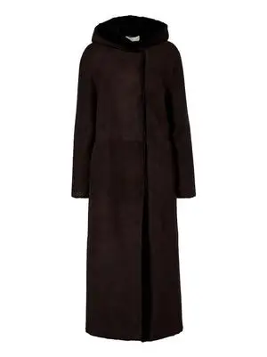 THE ROW Anaya Hooded Suede Coat - Brown