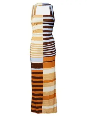 CALA DE LA CRUZ Ornella Striped Midi Dress - Multicoloured
