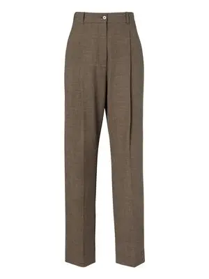 THE ROW Gianni Wool Straight Leg Trousers - Beige