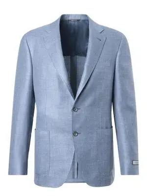 Canali Wool, Silk, And Linen Blazer - Blue