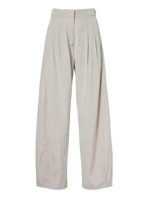 THE ROW Pleated Wide-leg Silk-blend Pants - Grey