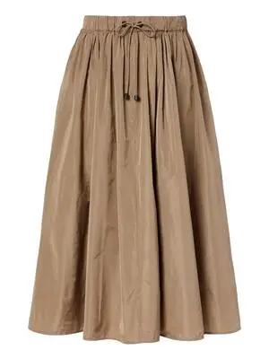 Max Mara Lonza Taffeta Midi Skirt - Brown