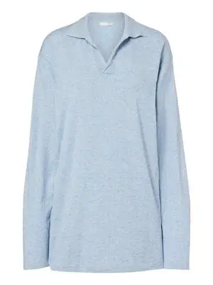 THE ROW Niosa Cotton And Linen Polo Sweater - Blue