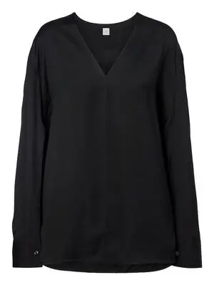 TOTEME Oversized Viscose Blouse - Black