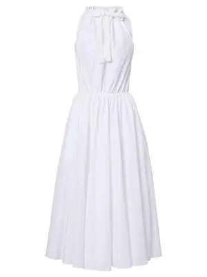 PATOU Gathered Cotton Midi Dress - White