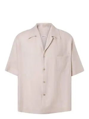 Kiton Linen Bowling Shirt - White