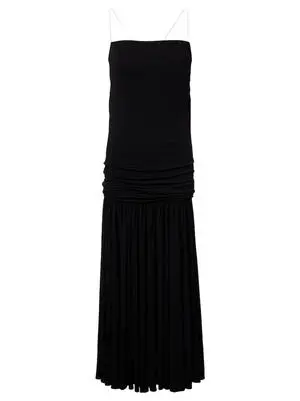 Jacquemus Abiha Gathered Jersey Midi Dress - Black