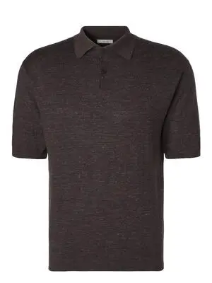 THE ROW Borges Cashmere, Silk, And Linen Polo Shirt - Brown