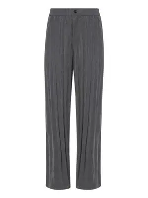Giorgio Armani Pleated Wide-leg Canvas Pants - Grey