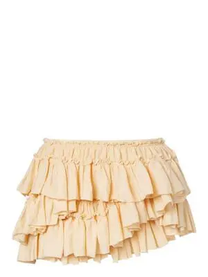 Dries Van Noten Ruffled Asymmetric Cotton Miniskirt - Orange