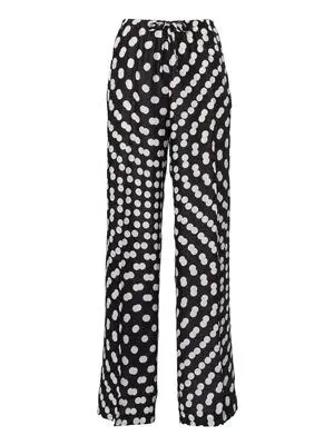 Dries Van Noten Polka-dot Silk Wide-leg Pants - Black