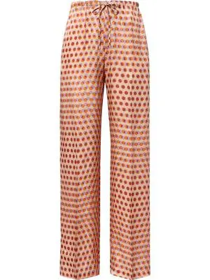 Dries Van Noten Dries Van Noten Polka-Dot Silk Wide-Leg Pants Orange