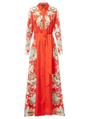 Etro Printed Silk Shirt Dress - Red