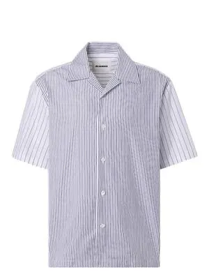 JIL SANDER Striped Cotton Bowling Shirt - White