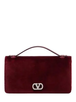 Valentino Garavani Vlogo Velvet Crossbody Bag - Red
