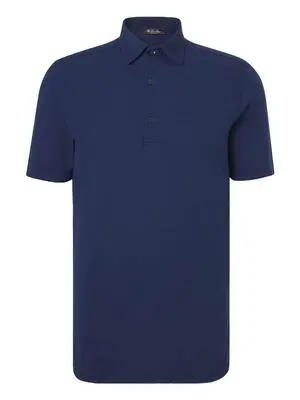 Loro Piana Brenna Cotton Piqué Polo Shirt - Blue