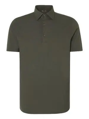 Loro Piana Brenna Cotton Piqué Polo Shirt - Green