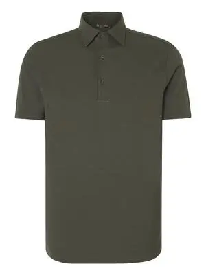 Loro Piana Brenna Cotton Piqué Polo Shirt - Green
