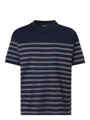 Giorgio Armani Striped Cotton-blend T-shirt - Blue