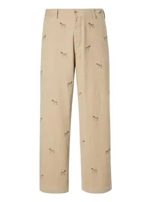 Polo Ralph Lauren Embroidered Cotton Corduroy Straight Pants - Beige