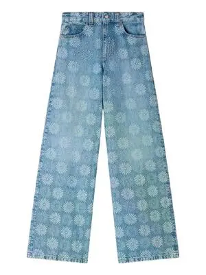 Sandro Jeans Anchos Con Motivo Floral | | Hn - Azul