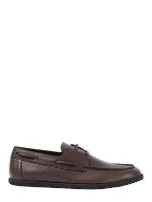 THE ROW Novus Leather Boat Shoes - Brown