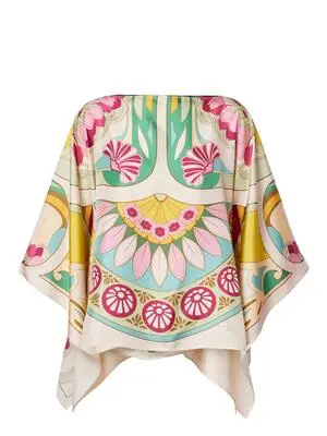 La DoubleJ Square Printed Silk Twill Top - Multicoloured