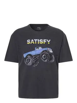 Satisfy Mothtech Distressed Cotton Jersey T-shirt - Black
