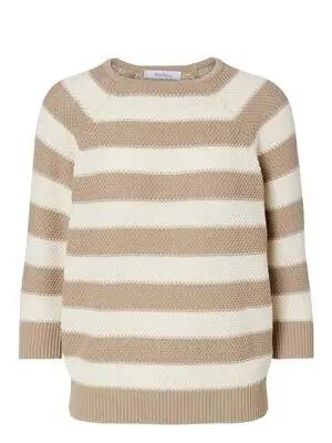 Max Mara Ellisse Striped Cotton Sweater - Beige