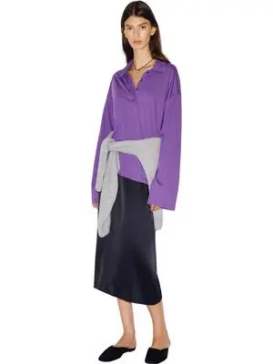 REFORMATION Mellen Polo Knit Top - Purple