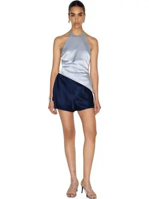 REFORMATION Gale Silk Mid Rise Short - Blue