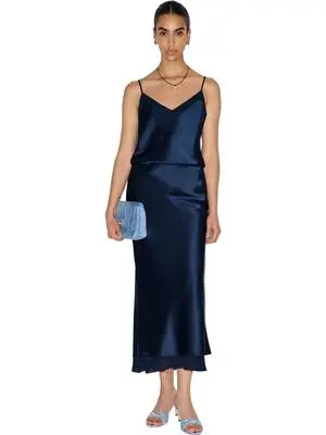 REFORMATION Kelsa Silk Dress - Blue