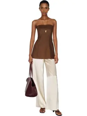 REFORMATION Aurina Linen Top Brown