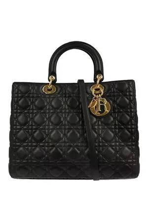 Dior 2015 Large Lady Dior Cannage Tote Bag Black