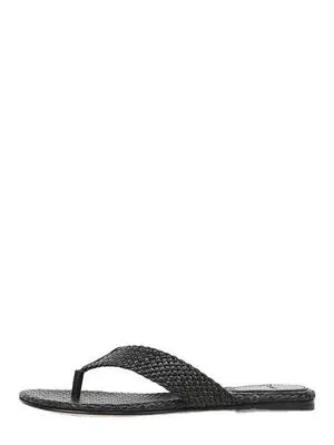 Vince Lotus Leather Thong Sandals - Black