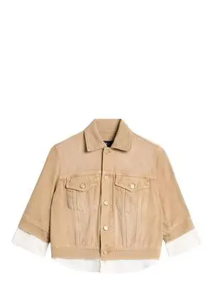 7 For All Mankind Short Sleeve Trucker Jacket - Brown / Neutral