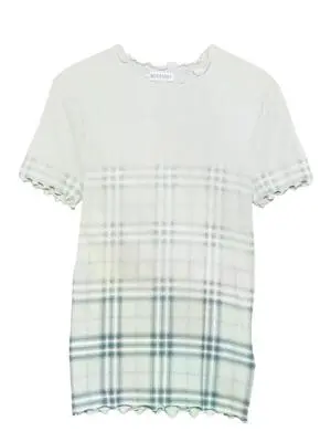 Burberry Ruffled-detail Check-pattern T-shirt - Green