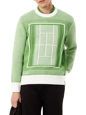 Lacoste Cotton-blend Jacquard Sweater - Billiard Green/flour