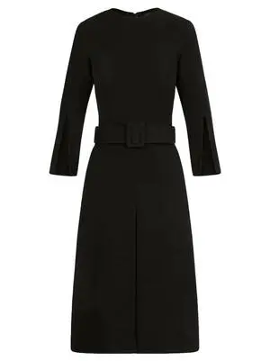 Oscar De La Renta Split-sleeve Wool-blend Dress - Black